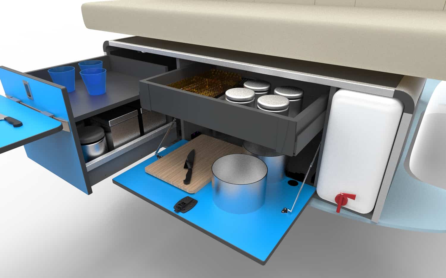 vw Rv rear kitchen unit pod slide out4 – EVO Design