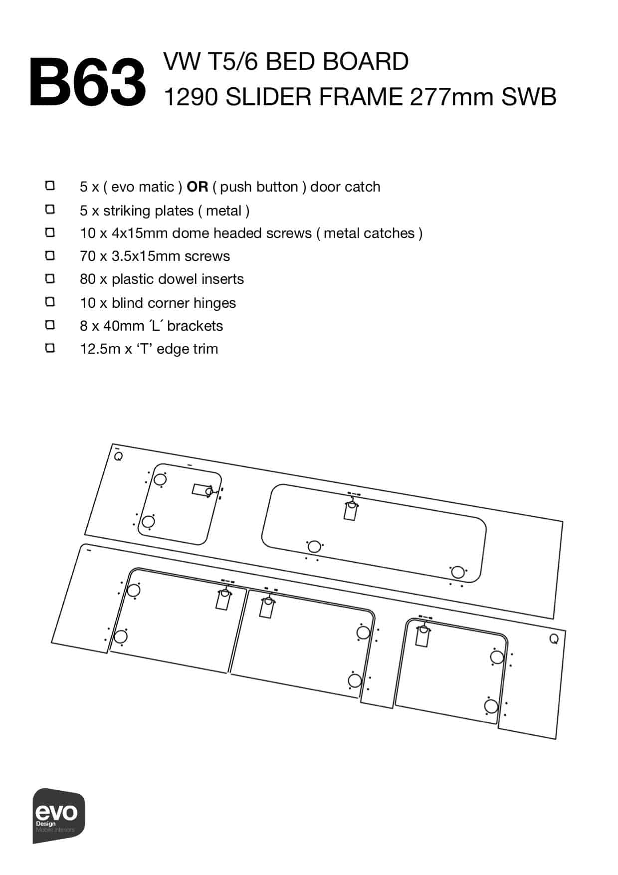 B63 – Q – 1290 SLIDER FRAME 277mm – EVO Design