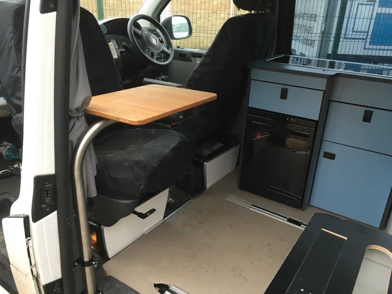 Swing Table Leg to passenger seat vw t5 t6 with table top – EVO Design