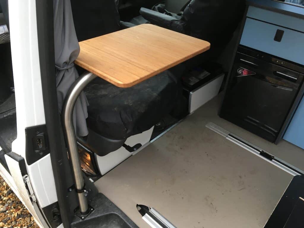 EVO STAINLESS STEEL SWING OUT PASSENGER SEAT LEG AND TABLE ( Folds ...