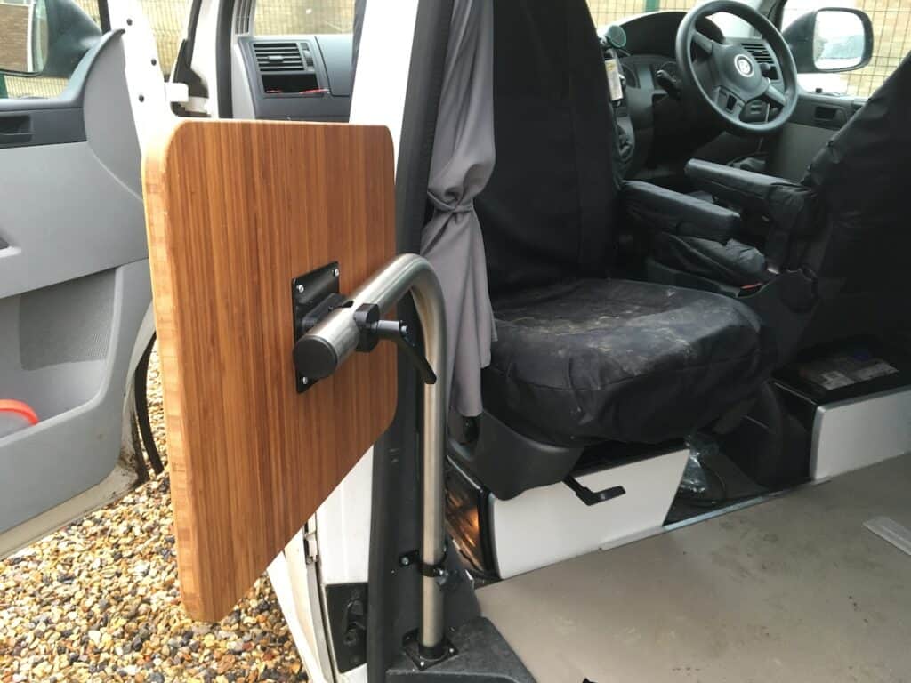 EVO STAINLESS STEEL SWING OUT PASSENGER SEAT LEG AND TABLE ( Folds ...