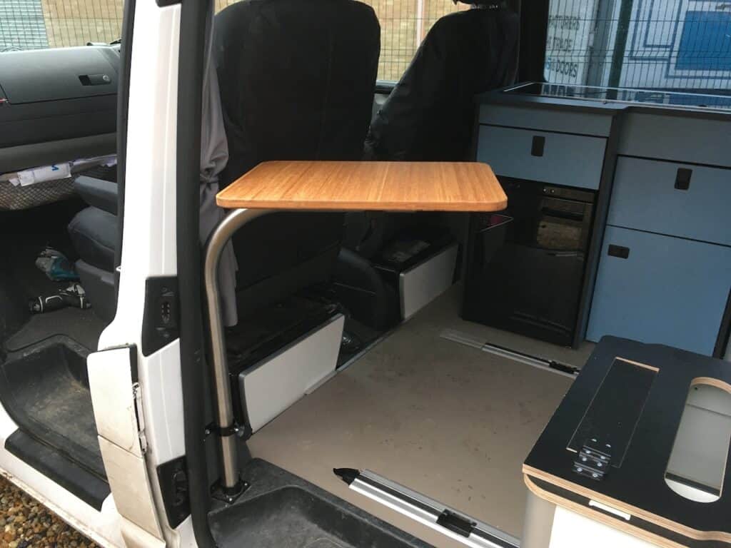 EVO STAINLESS STEEL SWING OUT PASSENGER SEAT LEG AND TABLE ( Folds ...