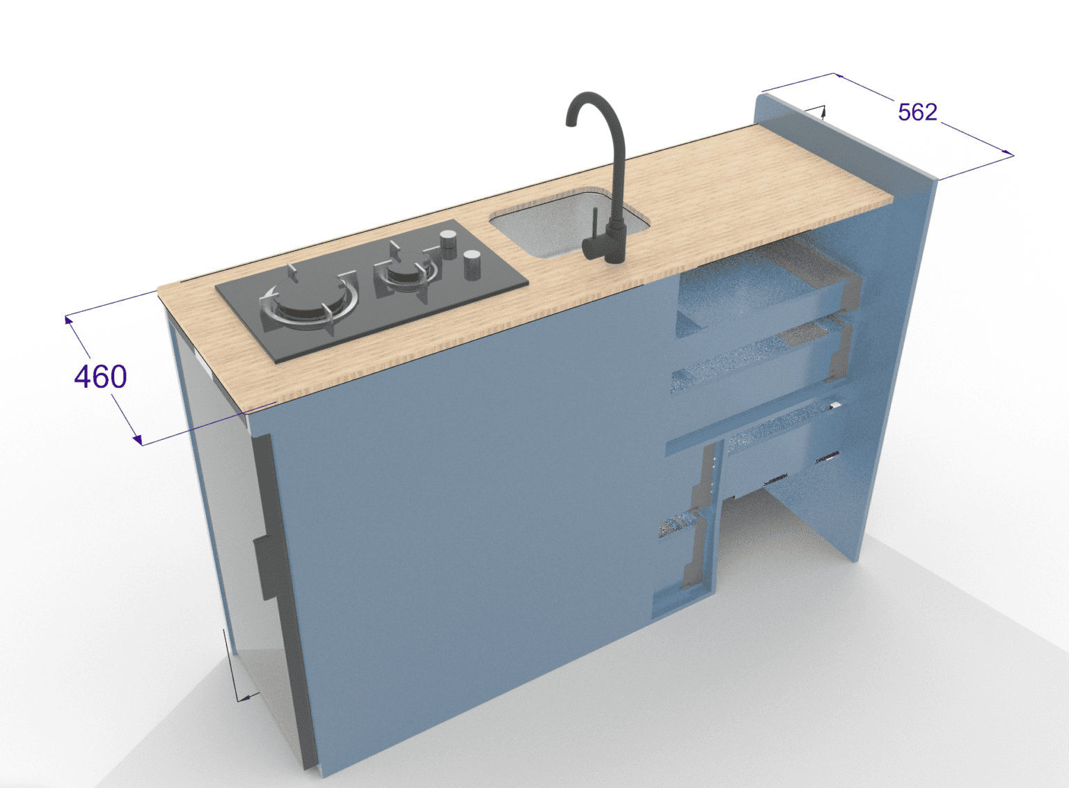 EVO V8 – 1500 ( D3.1 ) LARGE VANS Side door kitchen pod – EVO Design