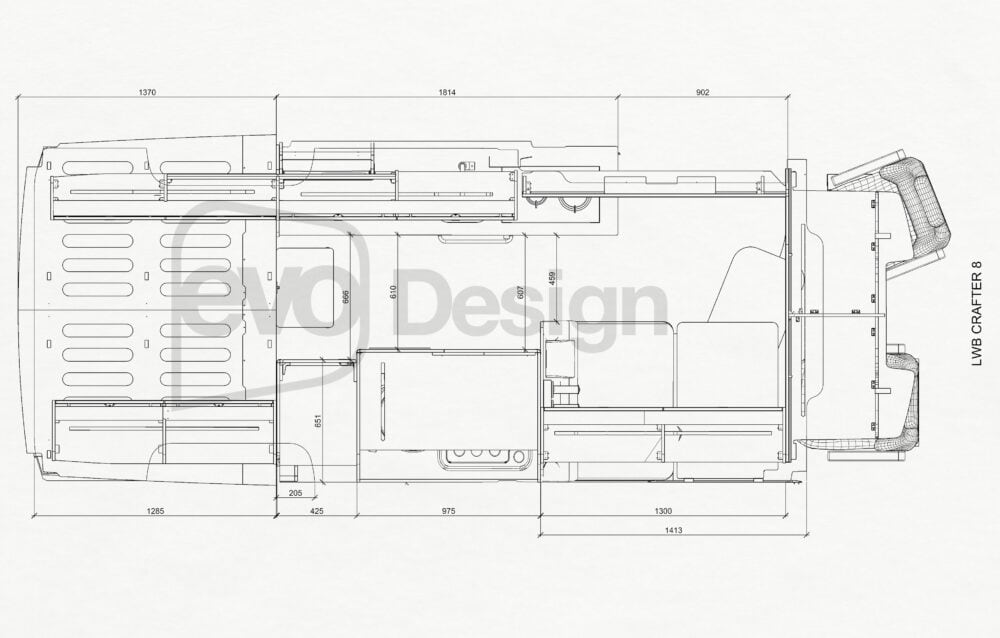 Design 8 Plan view – Crafter LWB +2017 & Product List – EVO Design