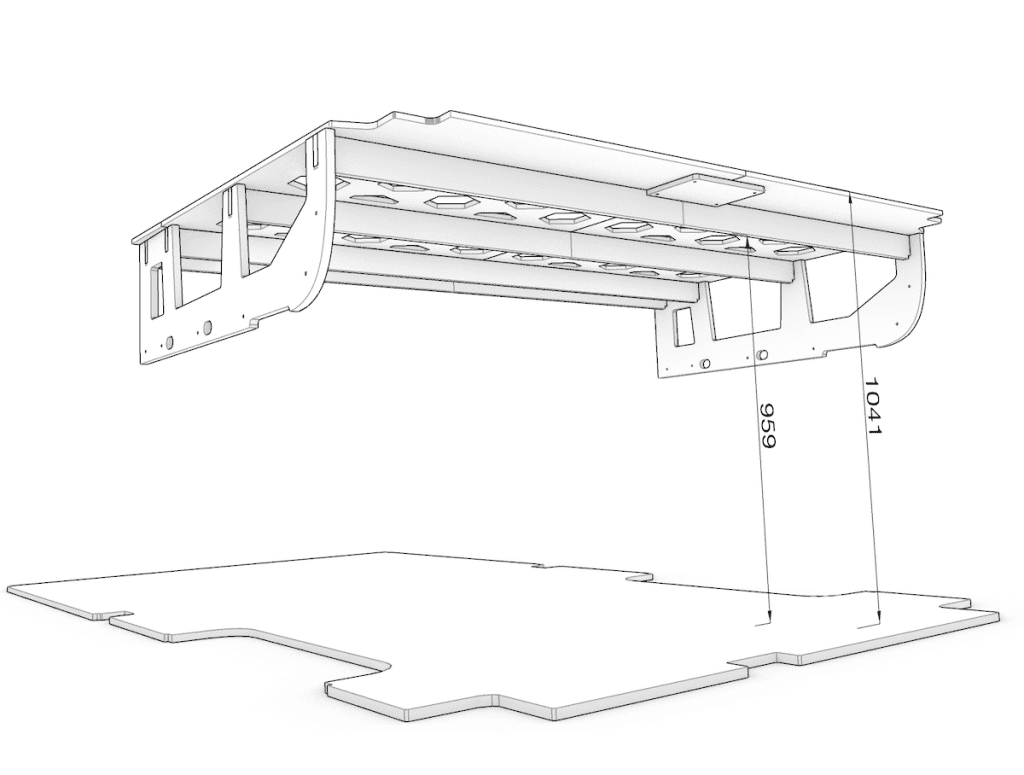 REAR BED PLATFORM FORD TRANSIT MK8 L3 – Black Heksa – EVO Design